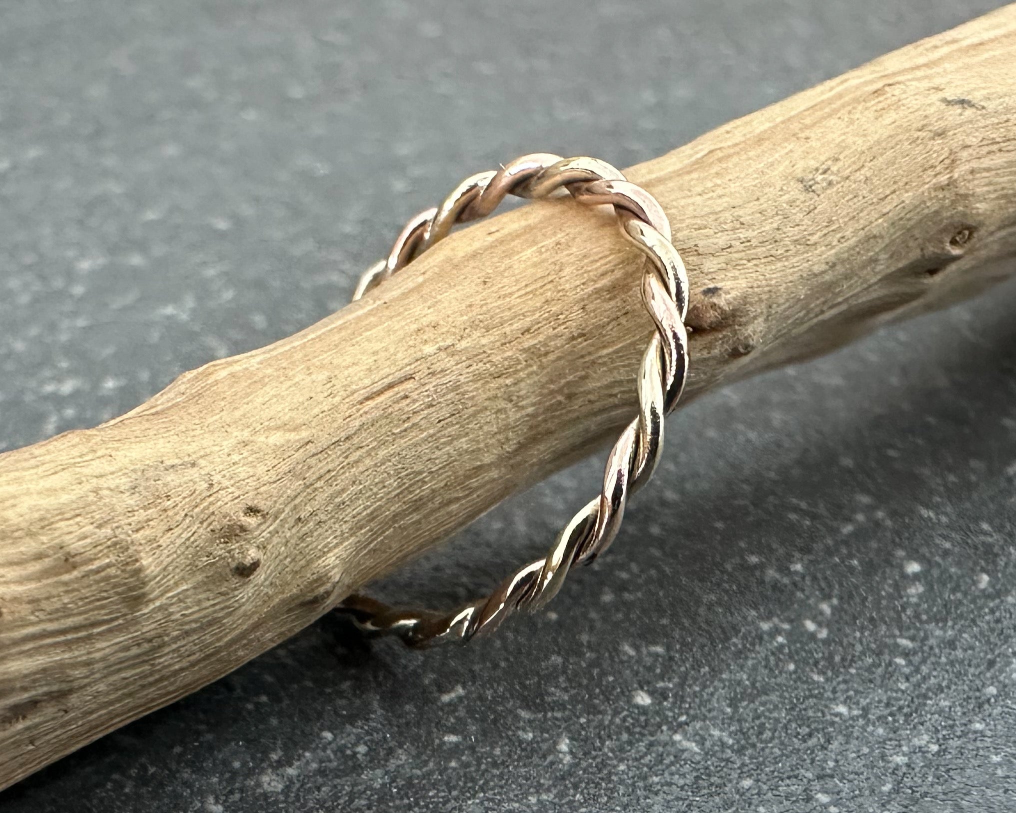 Hand Twisted Mixed Metal Rope Ring - 9ct Yellow Gold & 9ct Rose Gold ...
